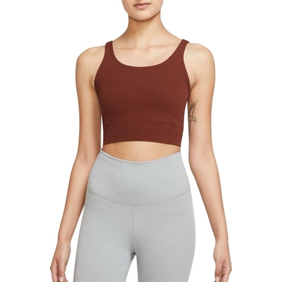 Nike | Tops | Nike Yoga Brown Terracota Brami Bra Tank Top Gym Work Out ...